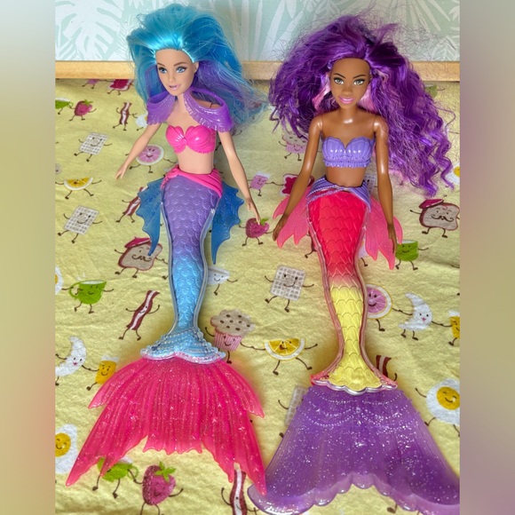 Mattel | Toys | Barbie Mermaid Dolls With Pink And Purple Tails 45 Long ...